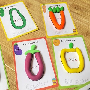 Play Doh Mats, Vegetables Printable Play Dough, Montessori Play Doh ...