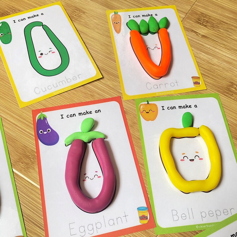 Play Doh Mats Vegetables Printable Play Dough Montessori - Etsy