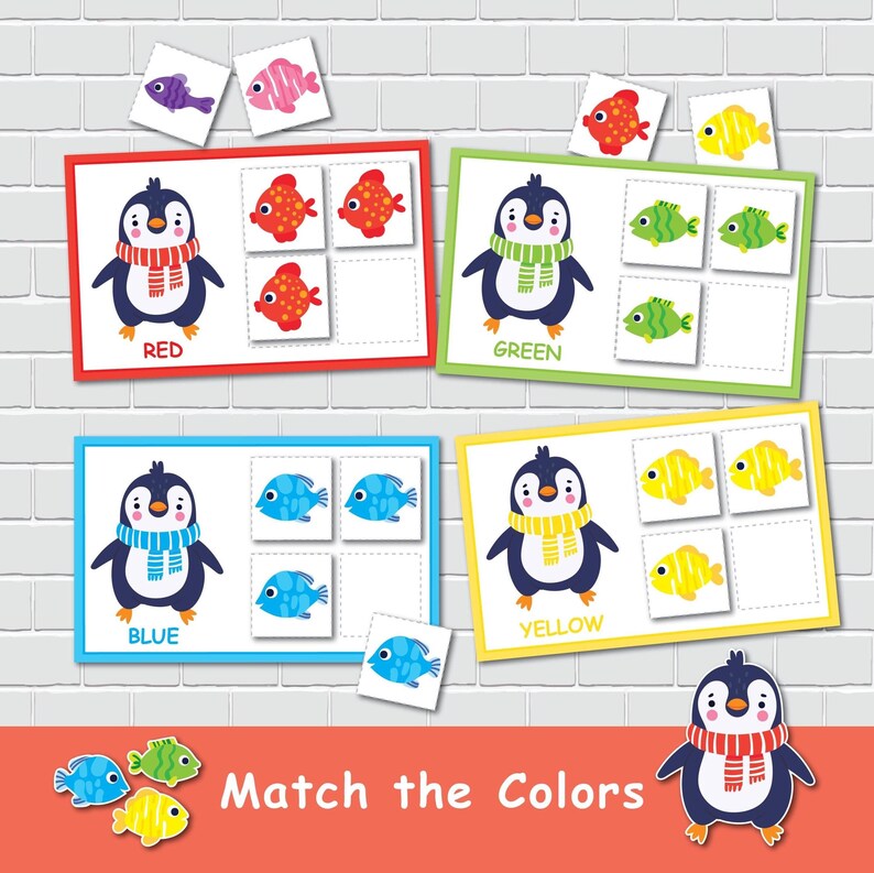 Penguin Color Matching Activity for Kids, Winter Activities, Toddler ...
