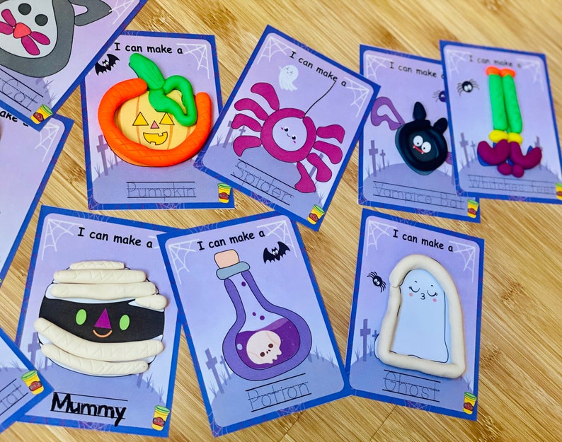 Halloween Play Dough Mats Printable Play Doh Preschool - Etsy
