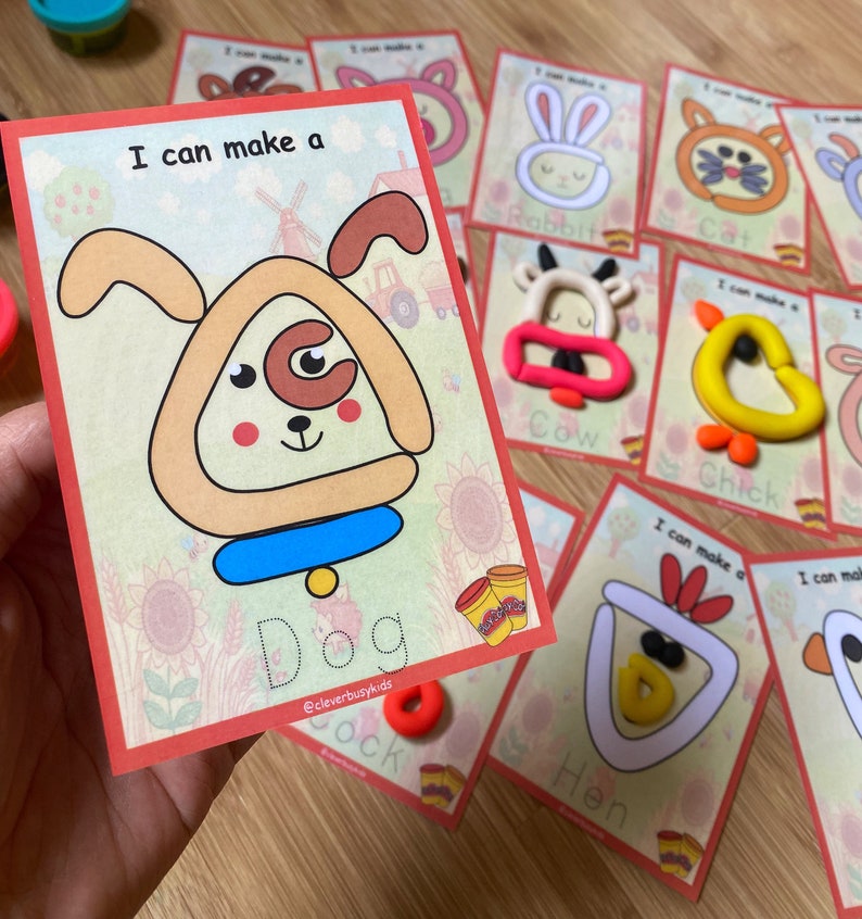 Farm Animals Play Doh Mats, Printable Play Dough, Montessori Play Doh ...