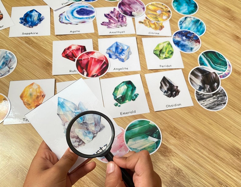 Gemstones Pattern Matching Cards, Minerals and Crystals, Geology Rocks ...