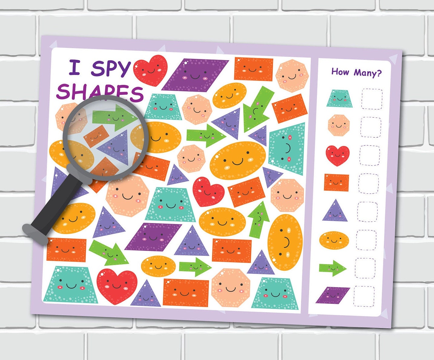 I Spy Shapes Worksheets Kids Look and Find Counting Game - Etsy