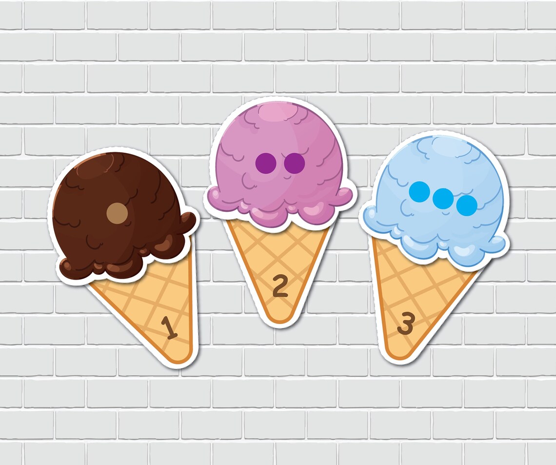 Ice Cream Numbers Matching Activity. Toddlers Sort and Match Game. Math ...