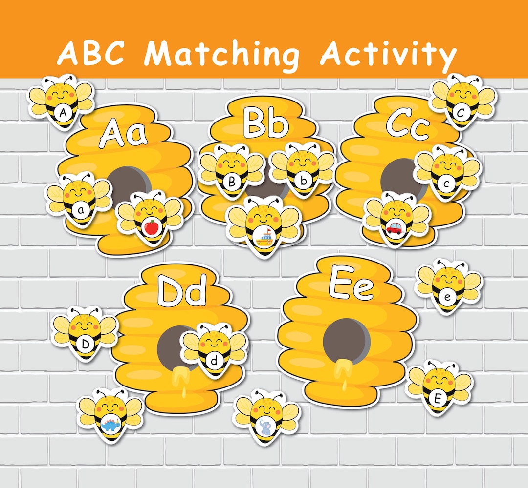 Bees and Beehive ABC Matching Activity for Kids, Summer Busy Book ...