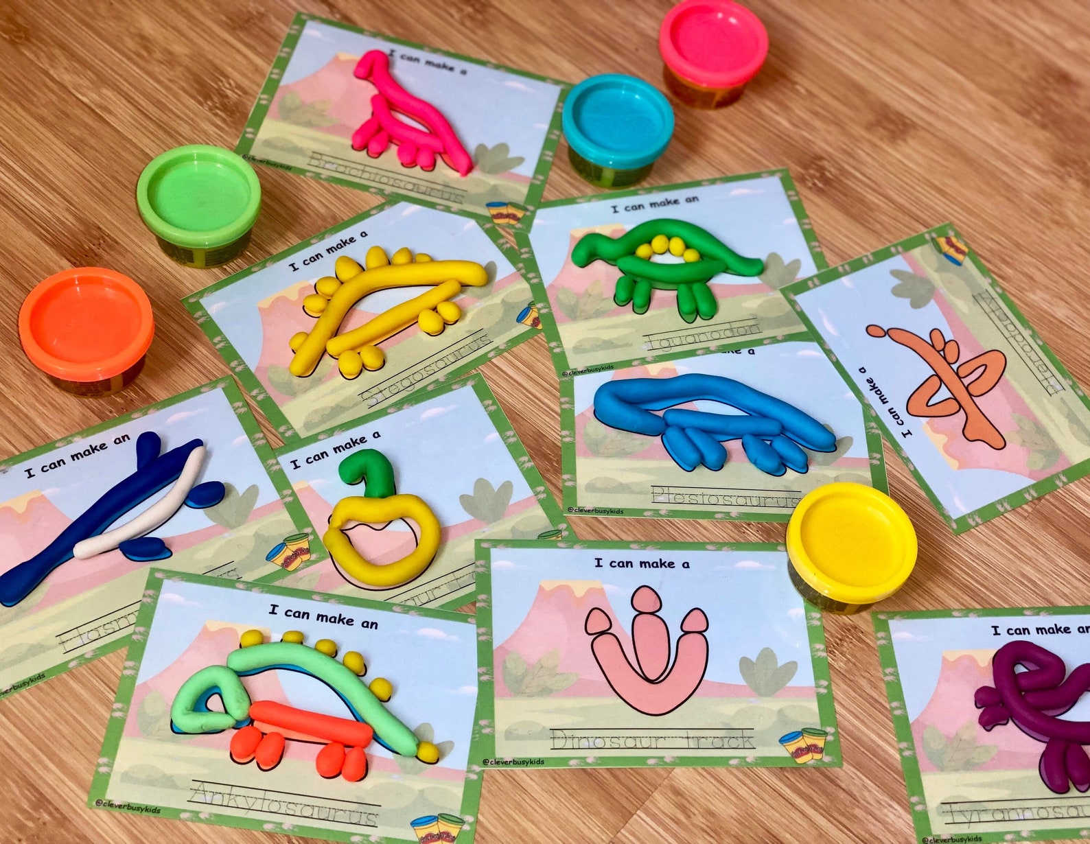 Dinosaurs Play Dough Mats Printable Play Doh Preschool - Etsy
