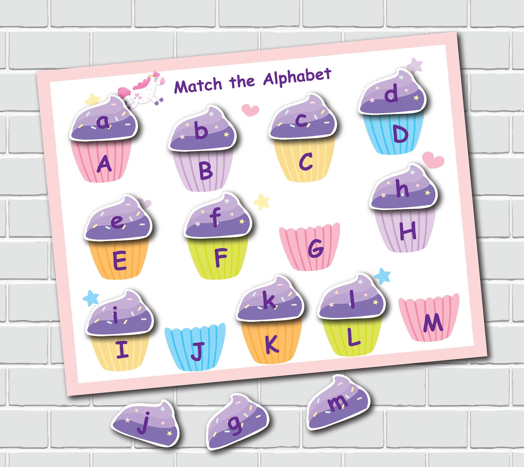 Cupcake Alphabet Matching Printable Activity. Toddler ABC Learning ...