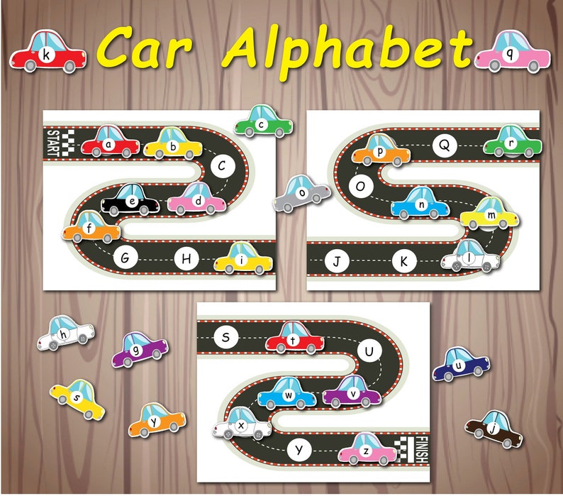 Cars Alphabet Matching Activity ABC Busy Book Pages Toddler Learning ...