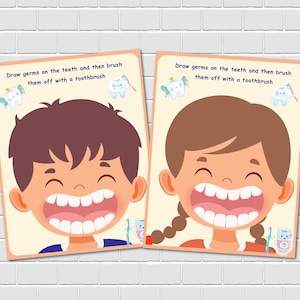 Dental Health Preschool Printable Activity for Kids, Teeth Brushing ...