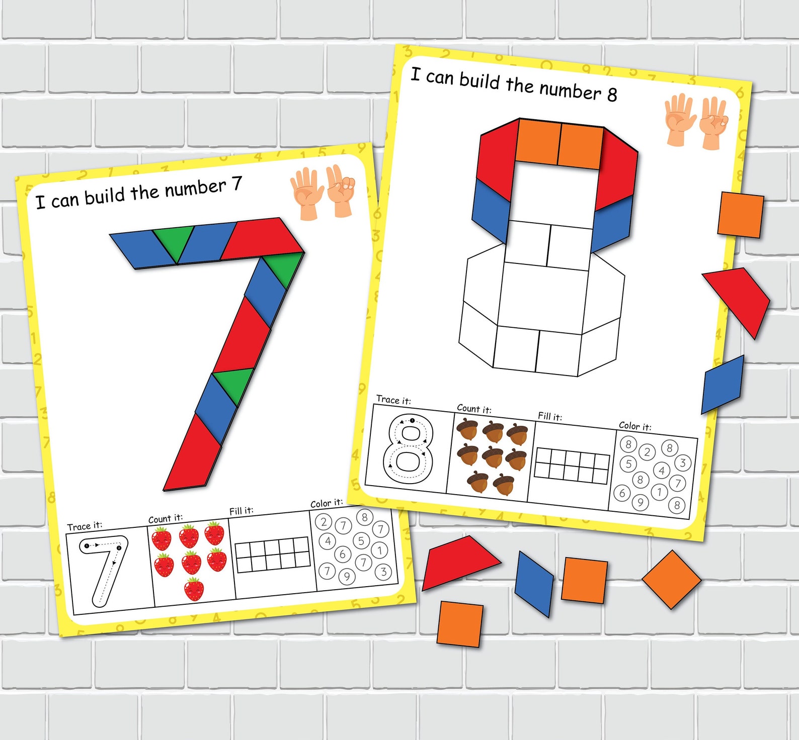 Numbers Pattern Blocks Activity, STEM Challenge Cards for Preschool and ...