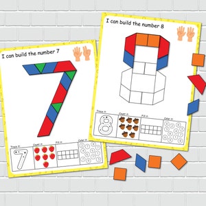 Numbers Pattern Blocks Activity, STEM Challenge Cards for Preschool and ...