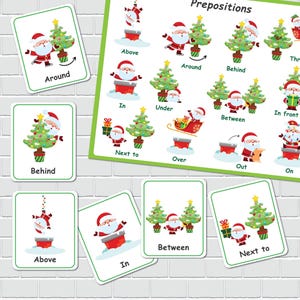 Santa Prepositions Activity: English Learning Poster & Flashcards ...