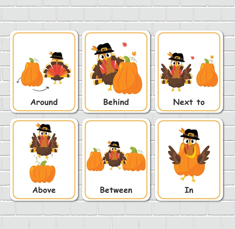 Turkey Prepositions Activity: Positional Words Poster & Flashcards ...