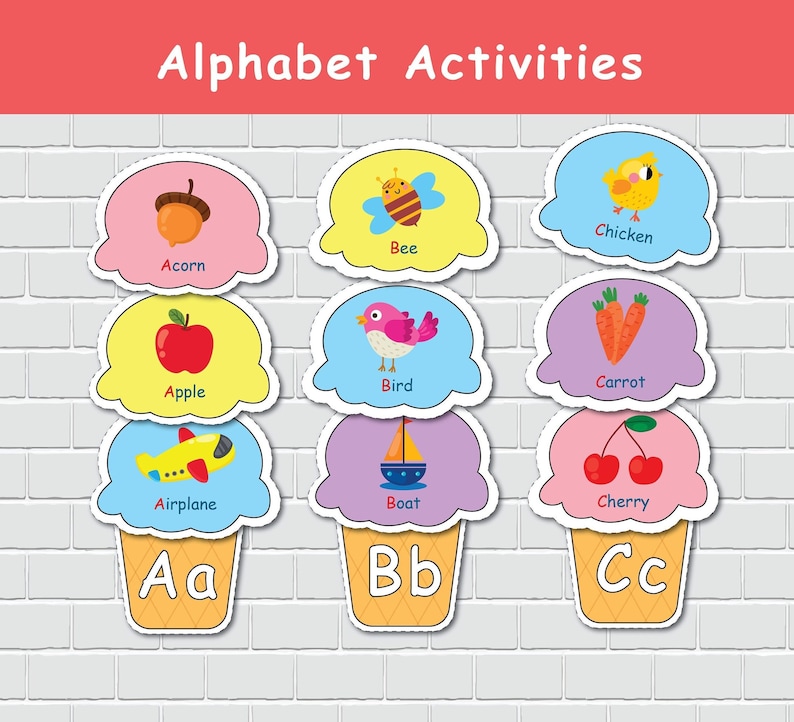 Ice Cream Alphabet Matching Activity. ABC Busy Book. Learning ...