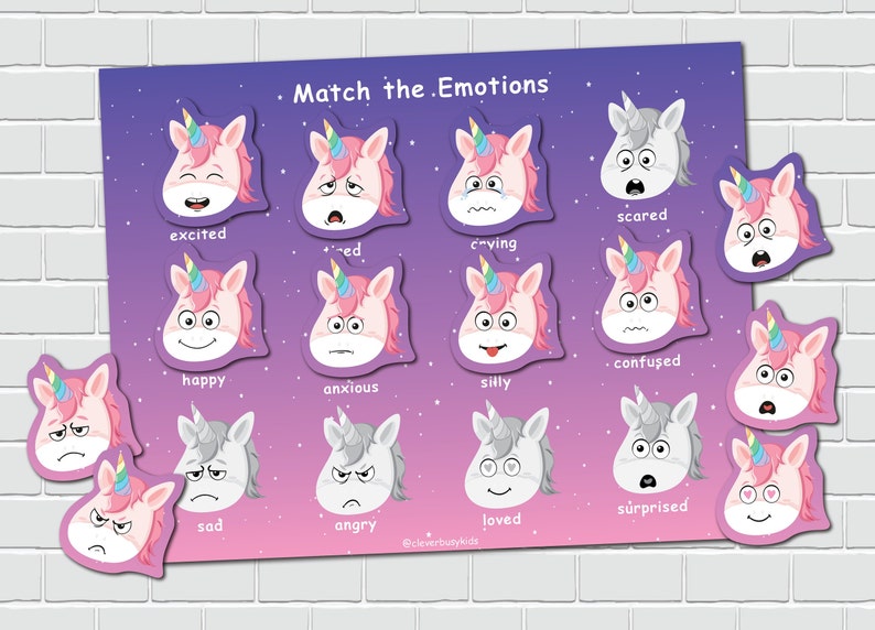 Unicorn Emotions Activity for Kids Toddler Feelings Matching - Etsy