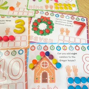 Christmas Play Doh Mats, Toddler Printable Play Dough Activity, Numbers ...