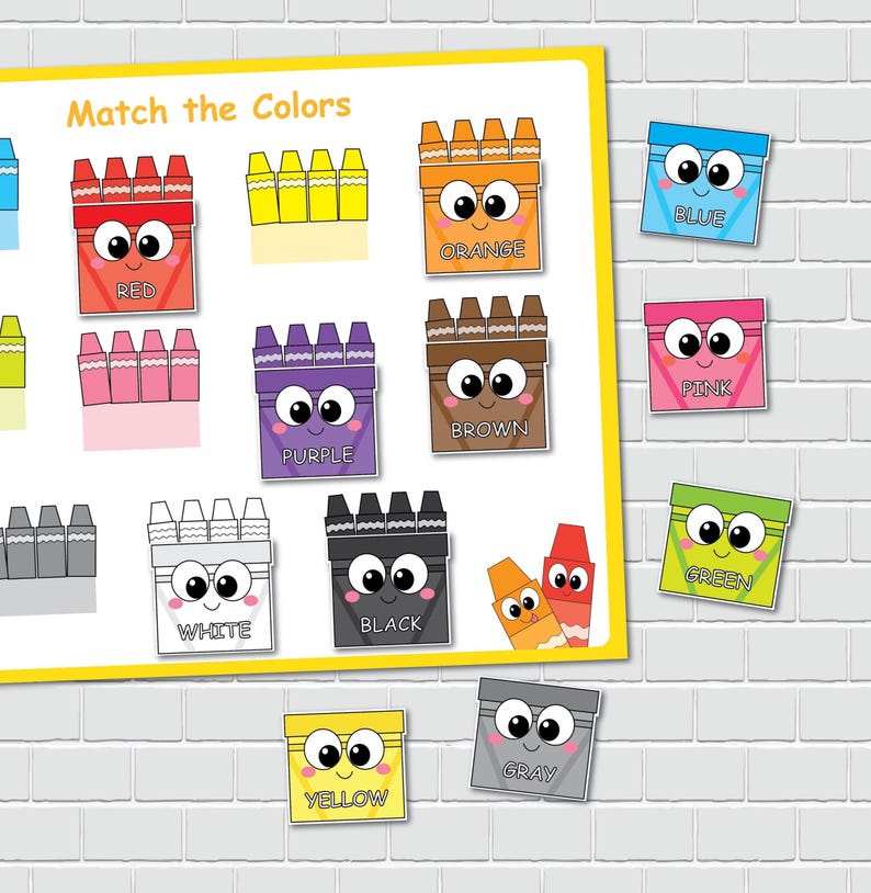 Color Crayons Matching Activity for Kids, Toddler Color Printables ...