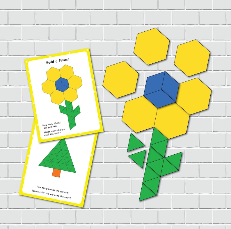 Pattern Block Templates, STEM Challenge Cards for Preschool and ...