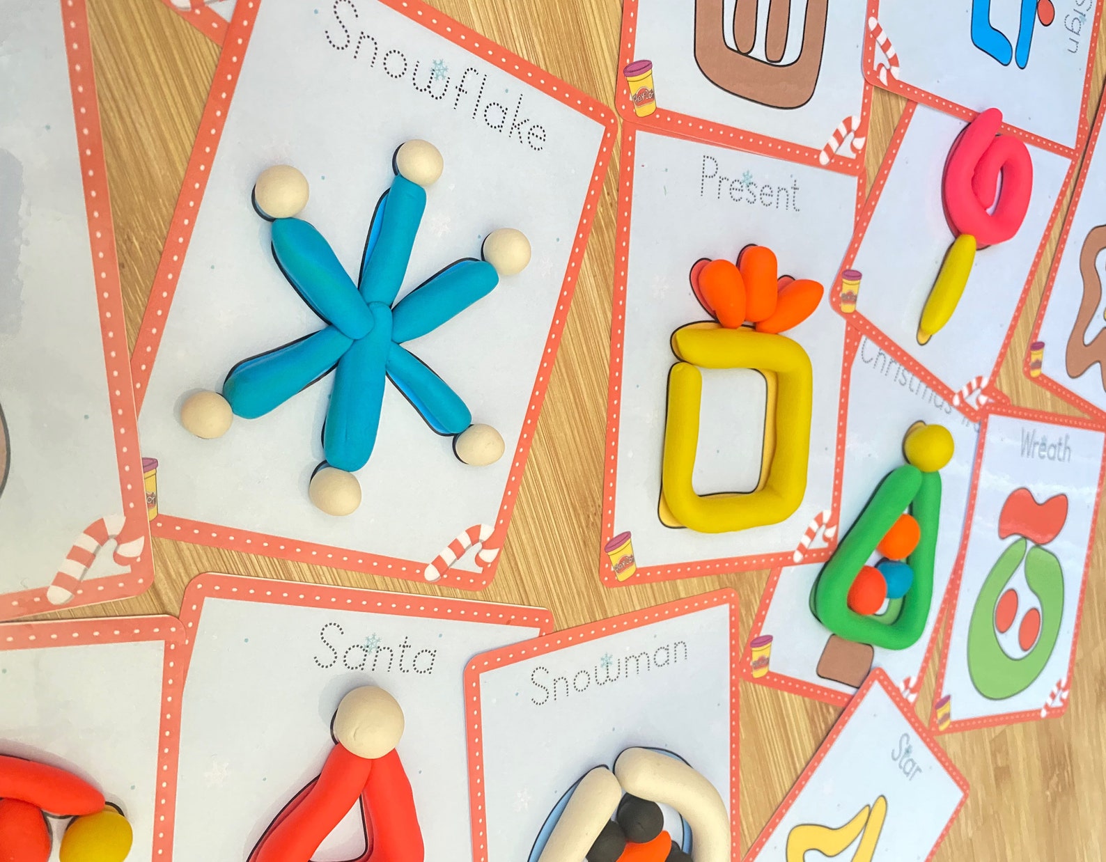 Christmas Play Dough Mats Printable Play Doh Visual Cards - Etsy