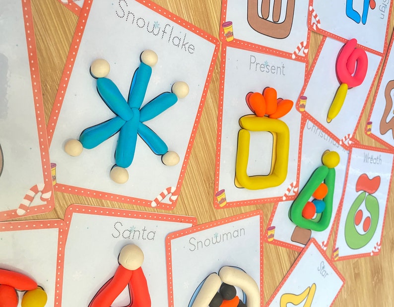 Christmas Play Dough Mats, Printable Play Doh, Visual Cards, Toddler ...