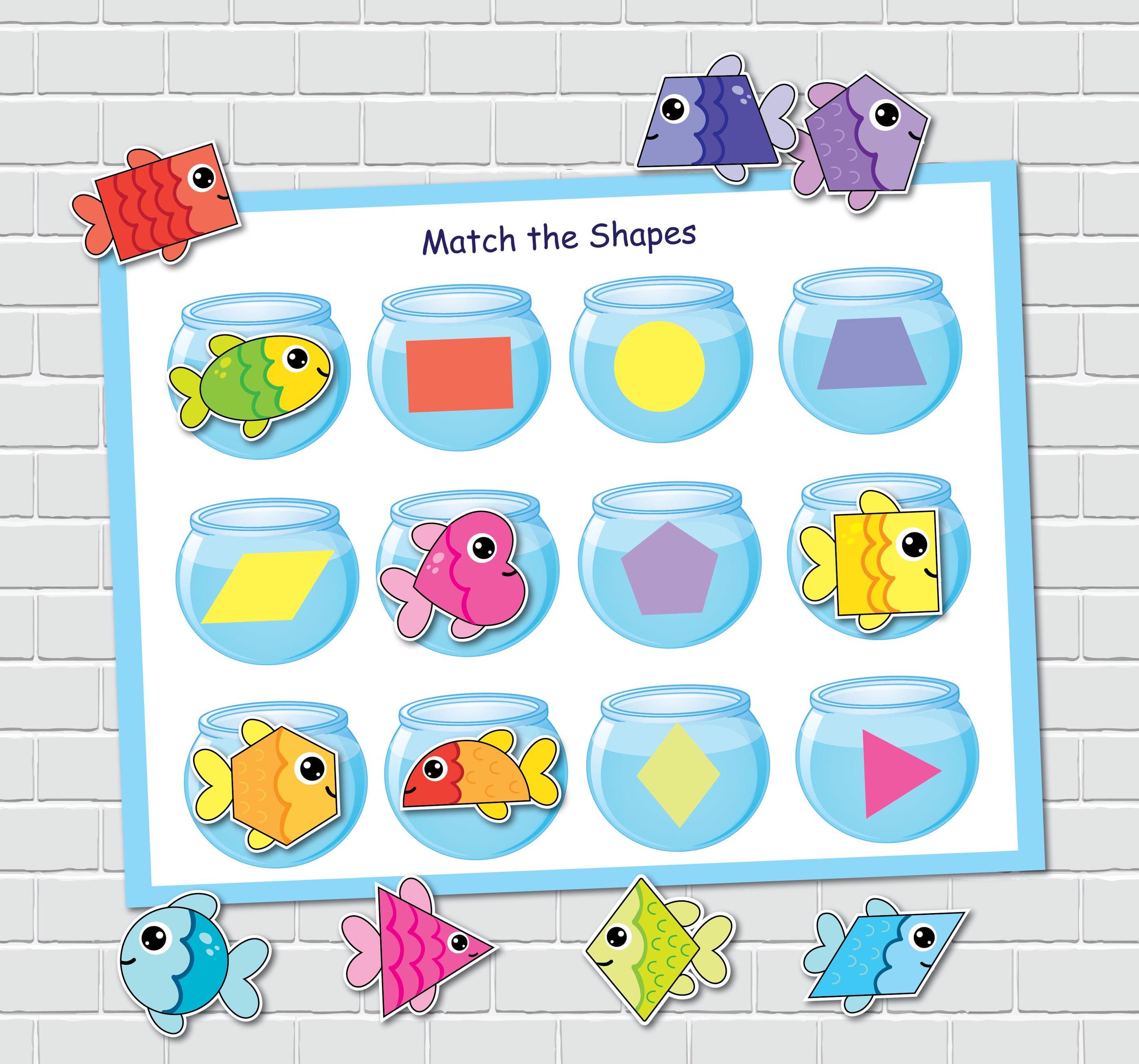 Fish Shapes Matching Activity, 2D Shapes, Preschool Learning (digital ...