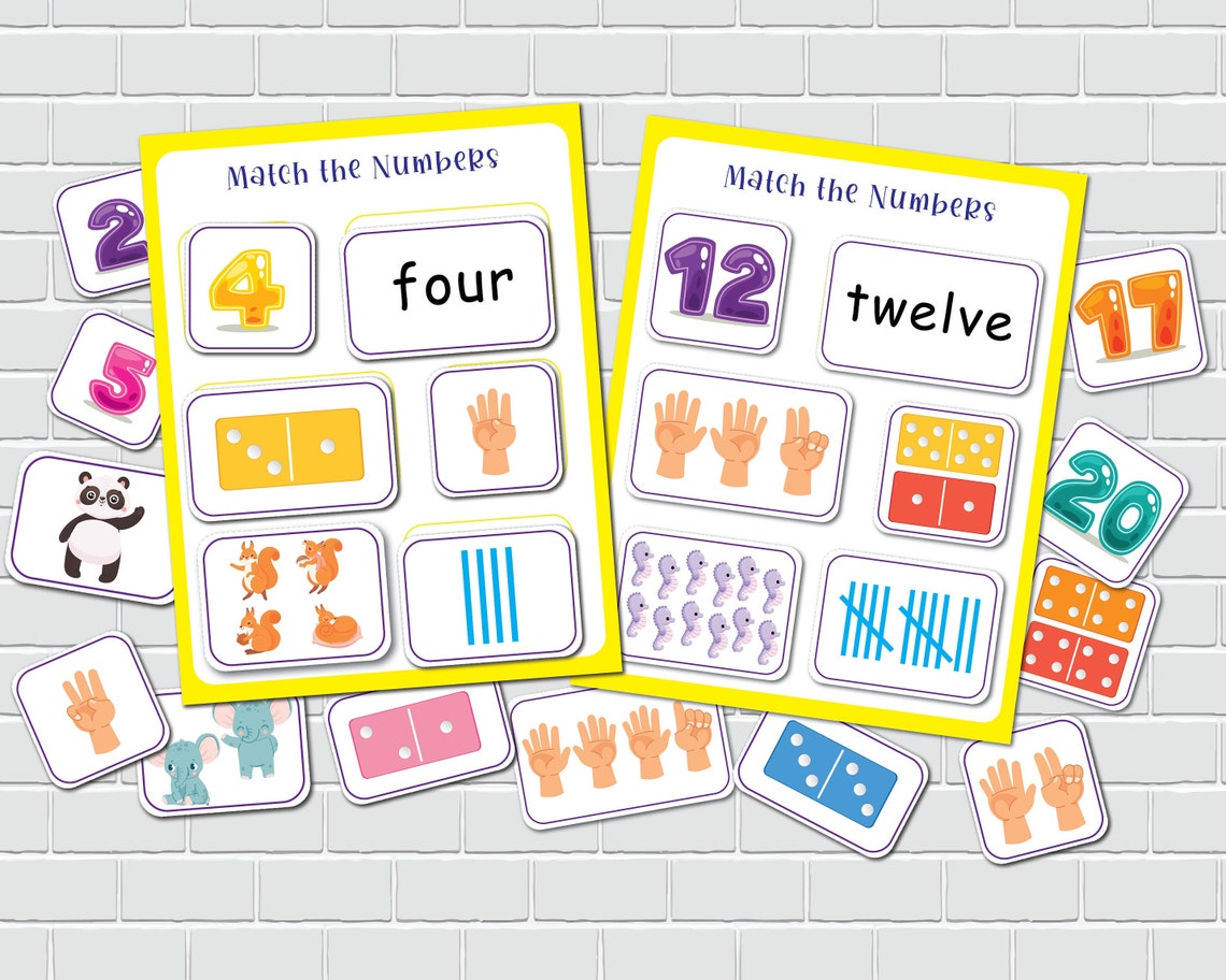 Actividad de relacionar números del 1 al 20. Juego de contar - Etsy España