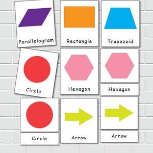 2D Shapes Flashcards, 3 Part Flash Cards, Geometric Shapes, Montessori ...