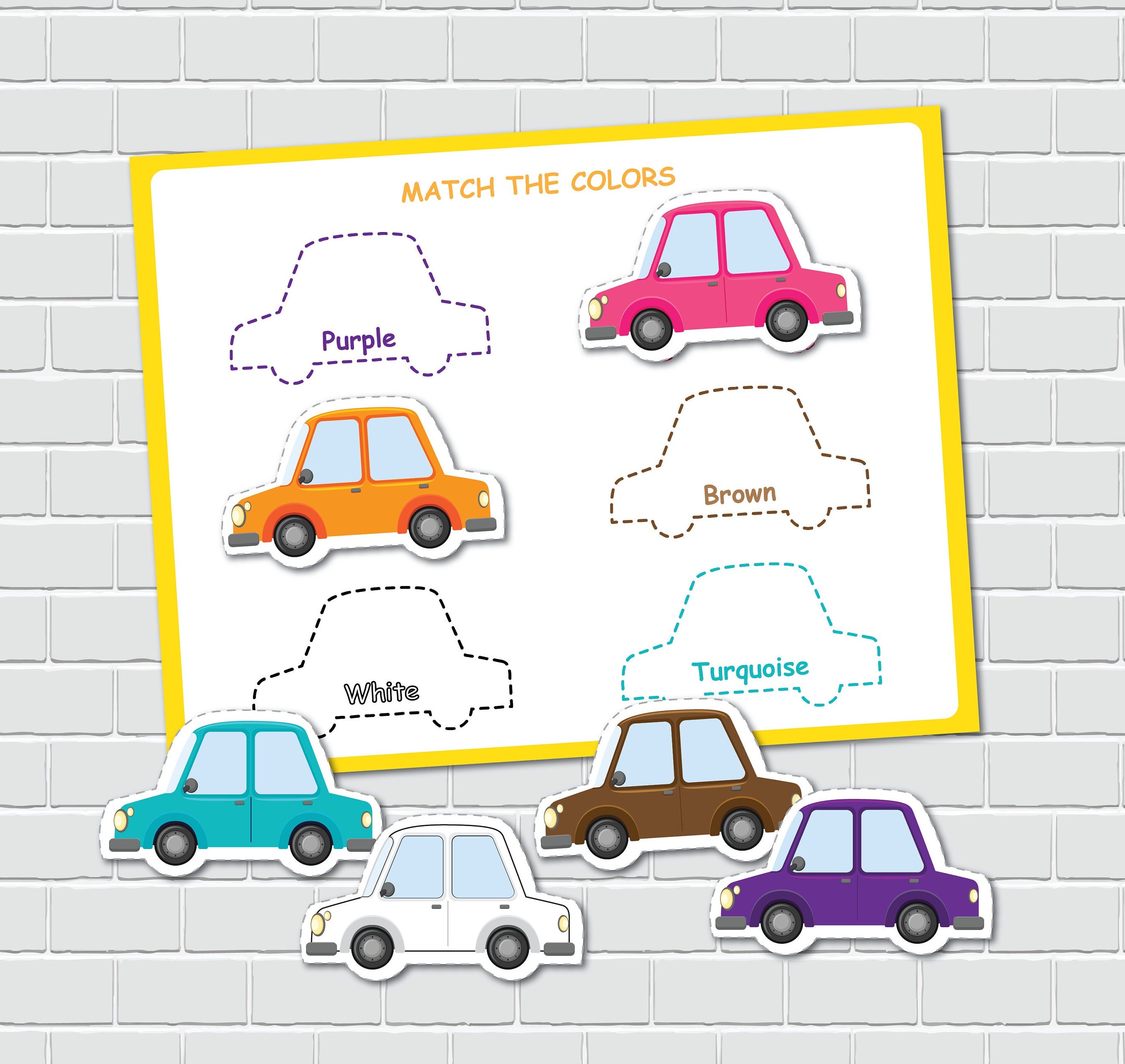 Cars Color Matching Activity for Kids, Toddler Printable, Montessori ...