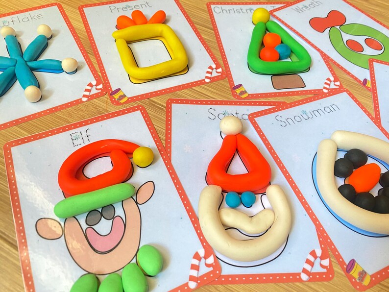 Christmas Play Dough Mats, Printable Play Doh, Visual Cards, Toddler ...