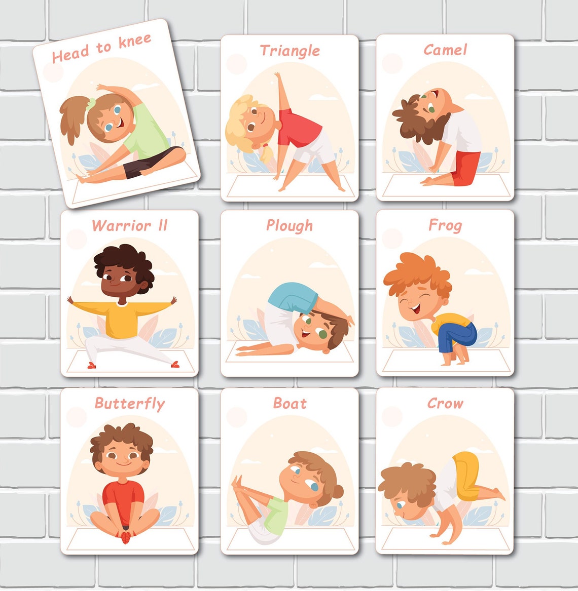 Kids Yoga Cards, Yoga Poses Flashcards, Printable Cards for Children ...