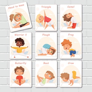 Kids Yoga Cards, Yoga Poses Flashcards, Printable Cards for Children ...