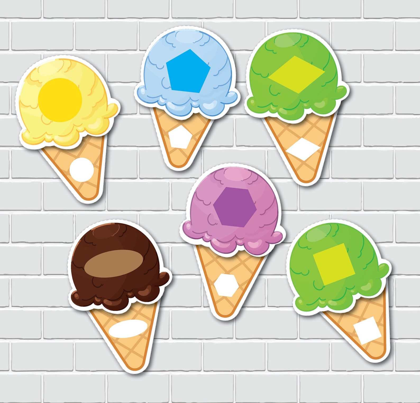 Ice Cream Shapes Matching Activity. Toddlers Sort and Match Game ...