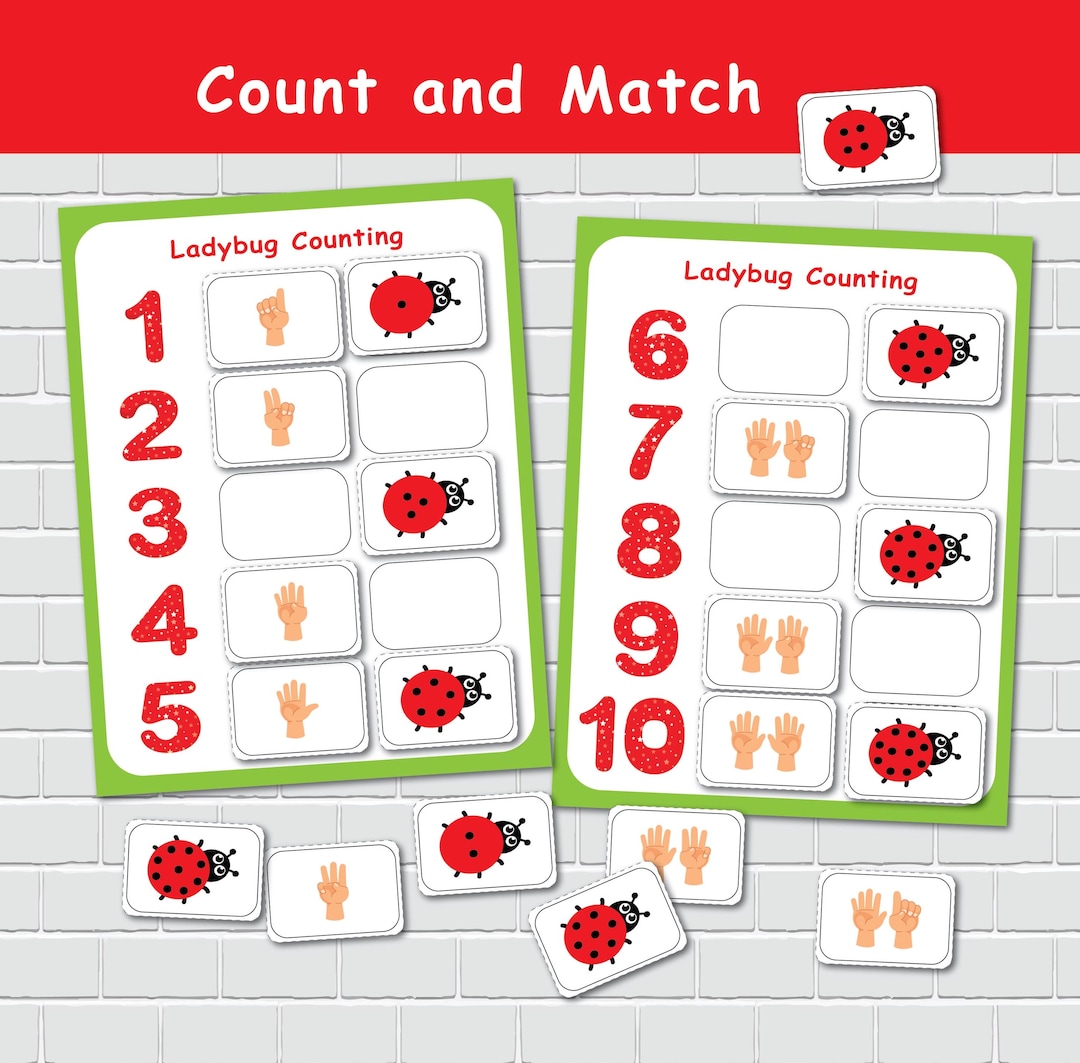 Ladybug Count and Match Activities, Preschool Math,toddler Busy Book ...