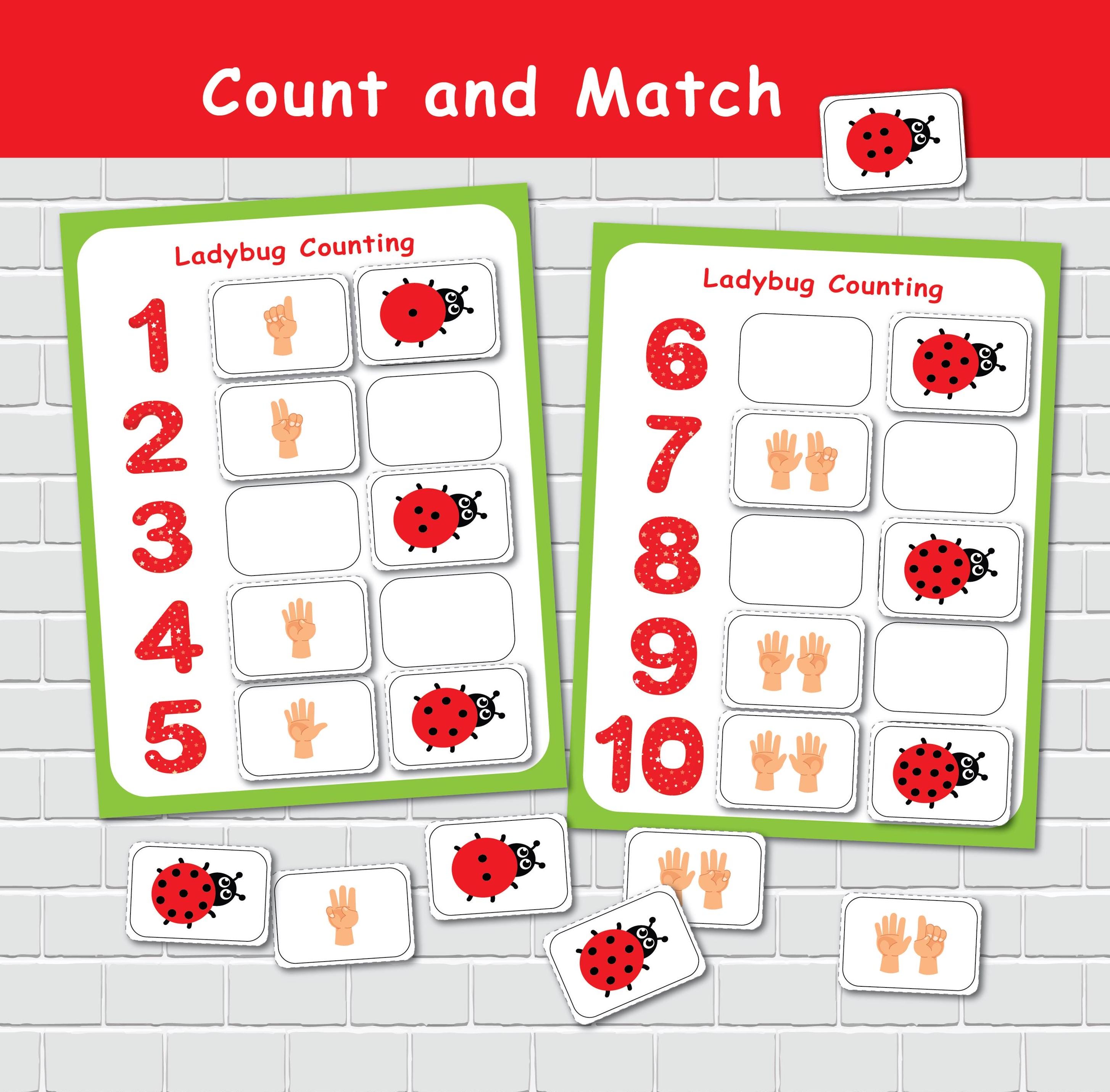 Ladybug Count and Match Activities, Preschool Math,toddler Busy Book ...