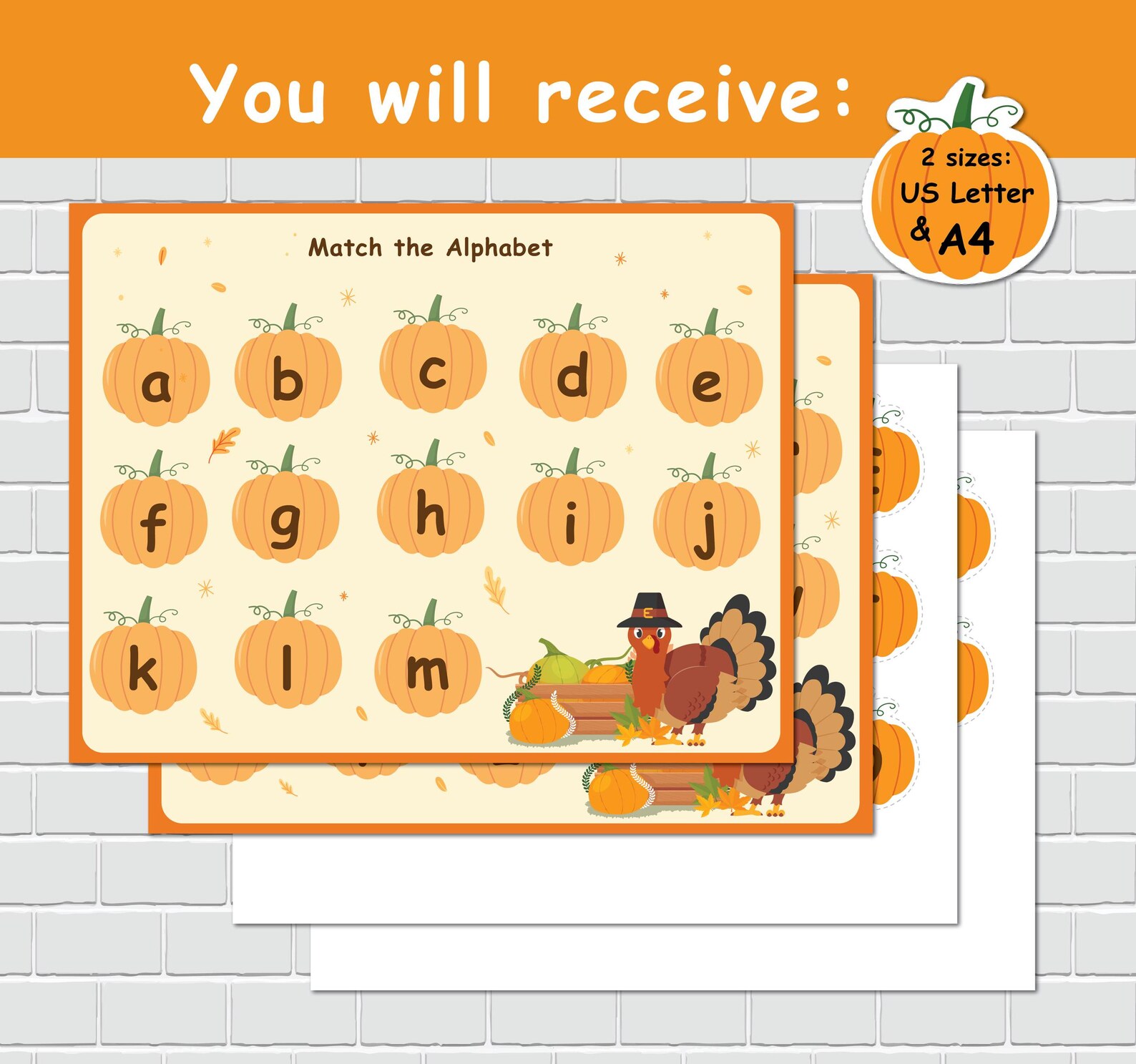 Pumpkin Alphabet Matching Activity, Fall Busy Book Page, Learning ...