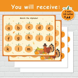 Pumpkin Alphabet Matching Activity, Fall Busy Book Page, Learning ...