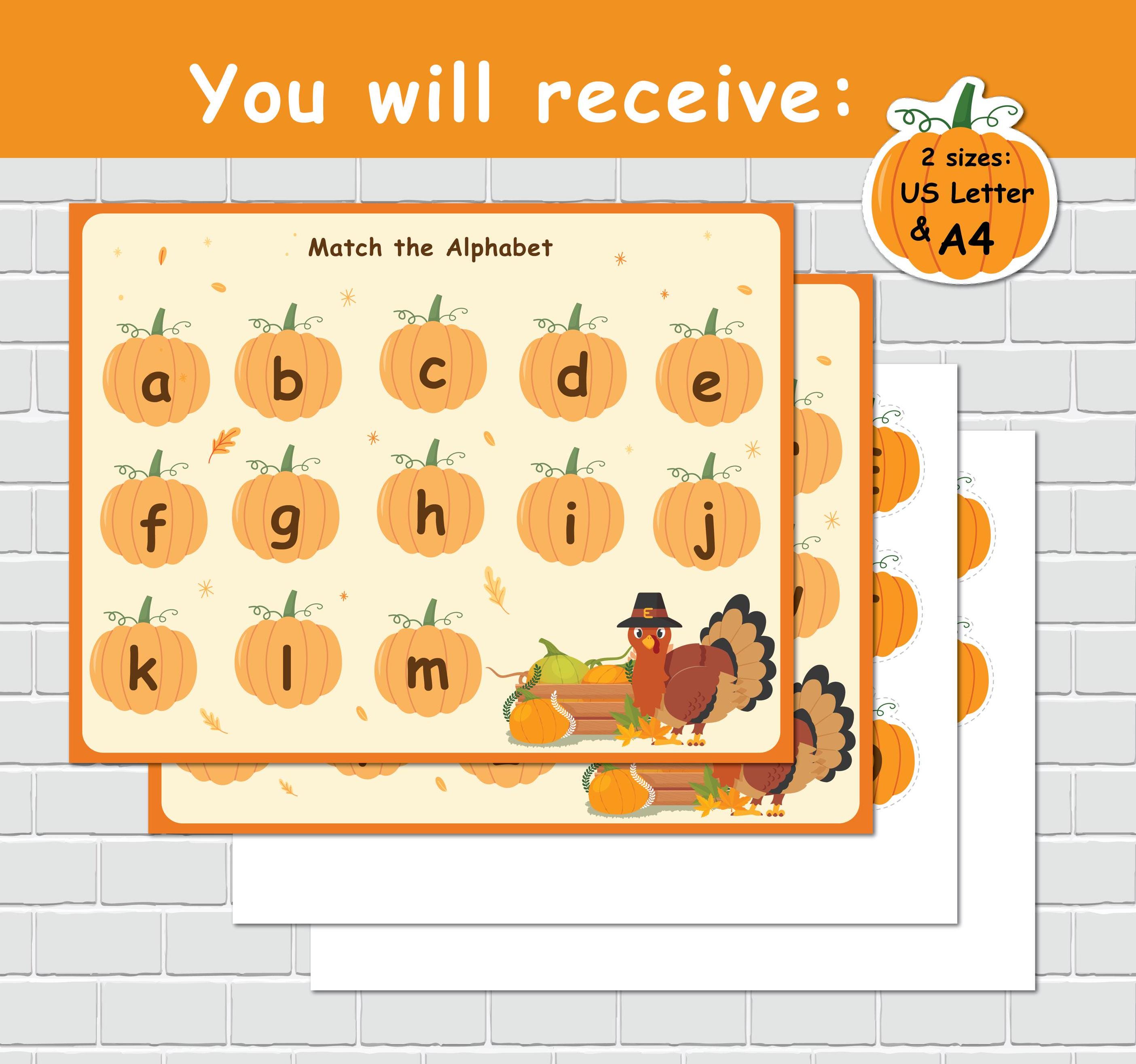 Pumpkin Alphabet Matching Activity, Fall Busy Book Page, Learning ...
