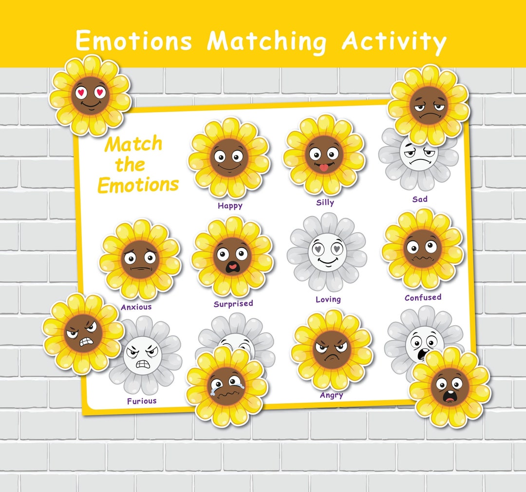 Sunflower Emotions Matching Activity for Kids, Toddler Feelings ...