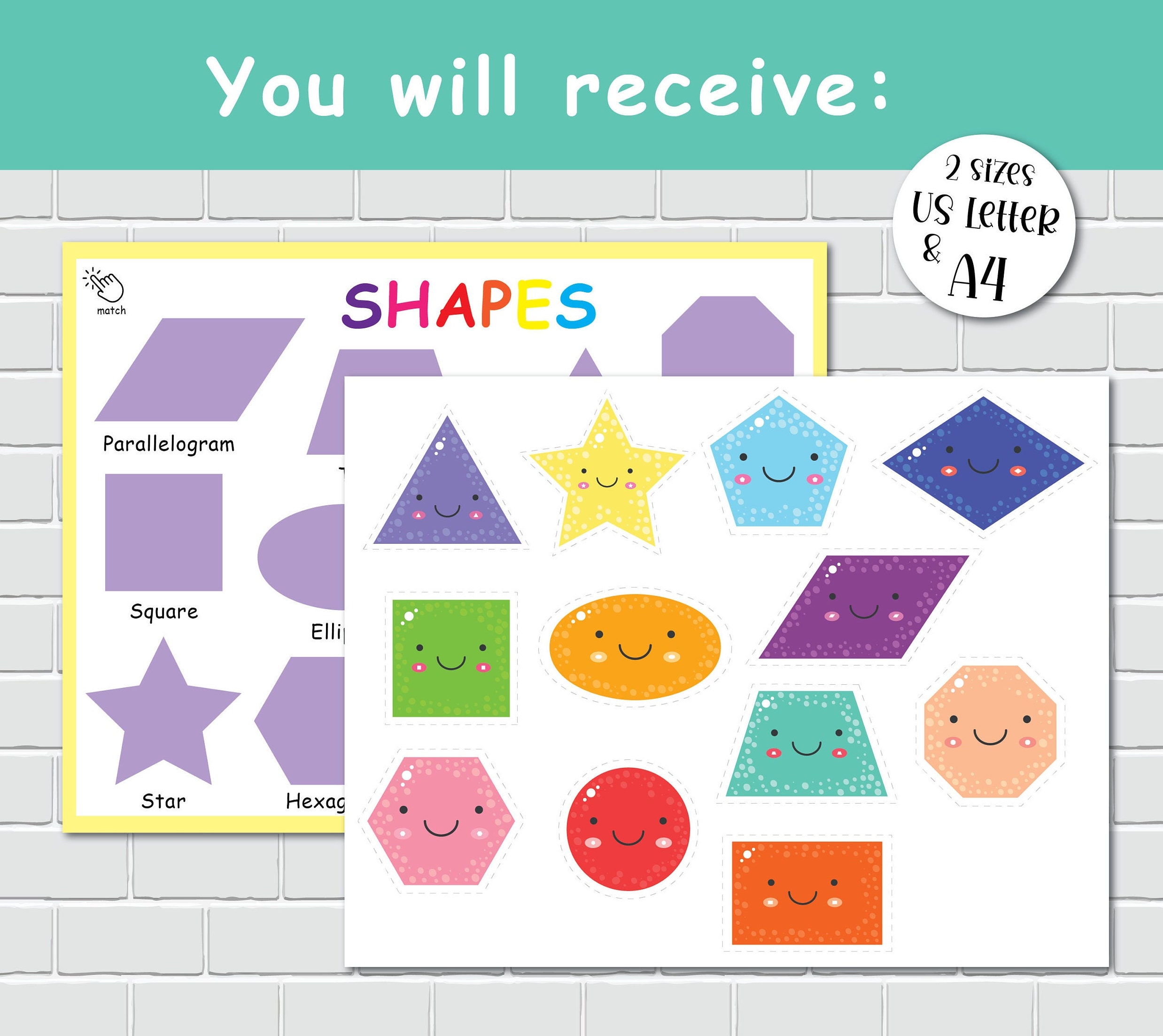 Shapes Matching Actvity. Toddlers Sort and Match Game. Preschool ...