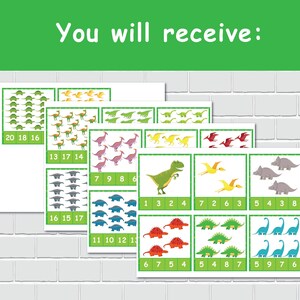 Dinosaurs Clip and Count Cards 1-20, Toddler Counting Activity ...