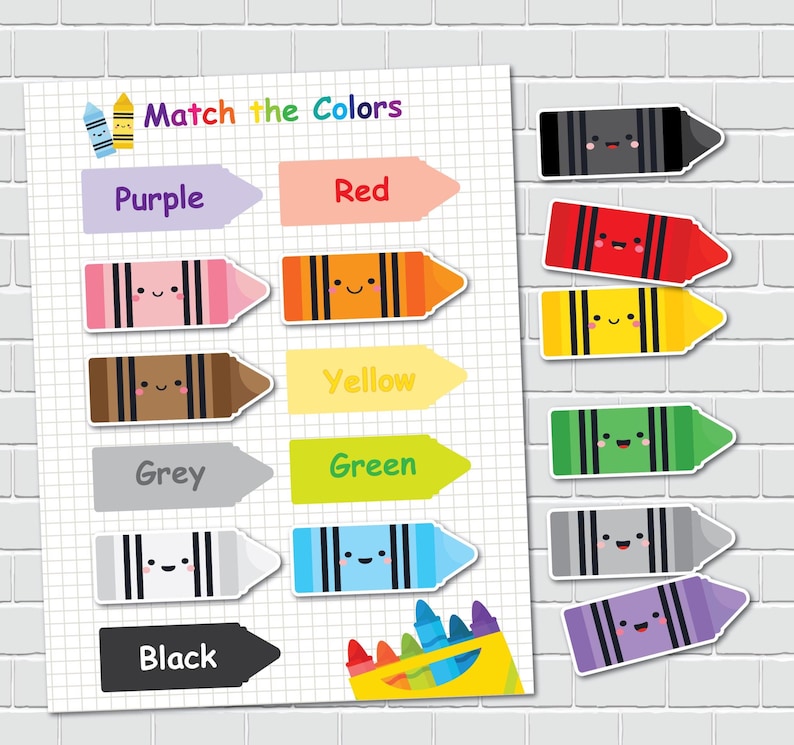 Crayons Color Matching Activity for Kids, Toddler Color Printables ...