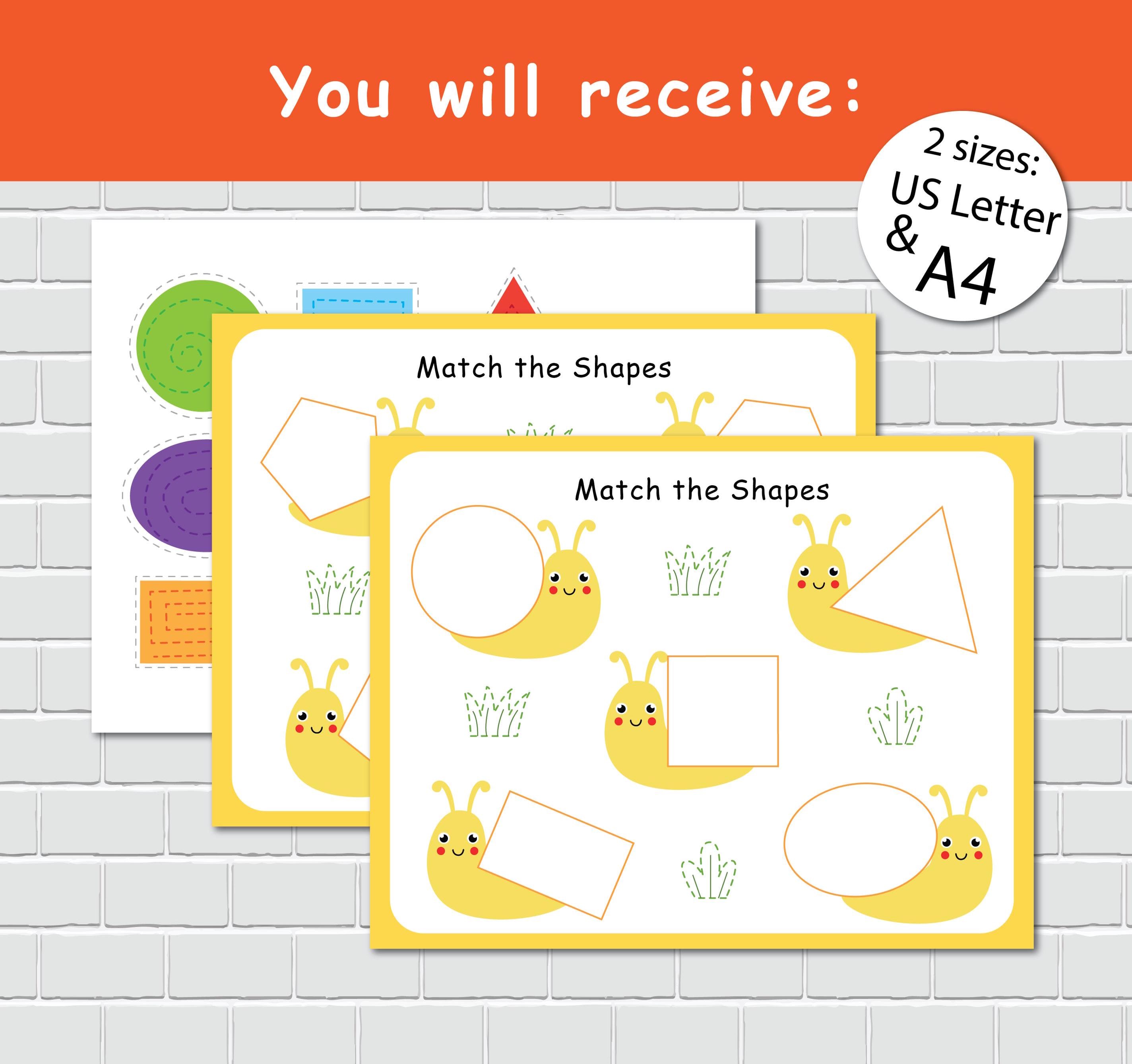 Snails Shape Matching Activity, 2D Shapes, Summer Busy Book Page, File ...