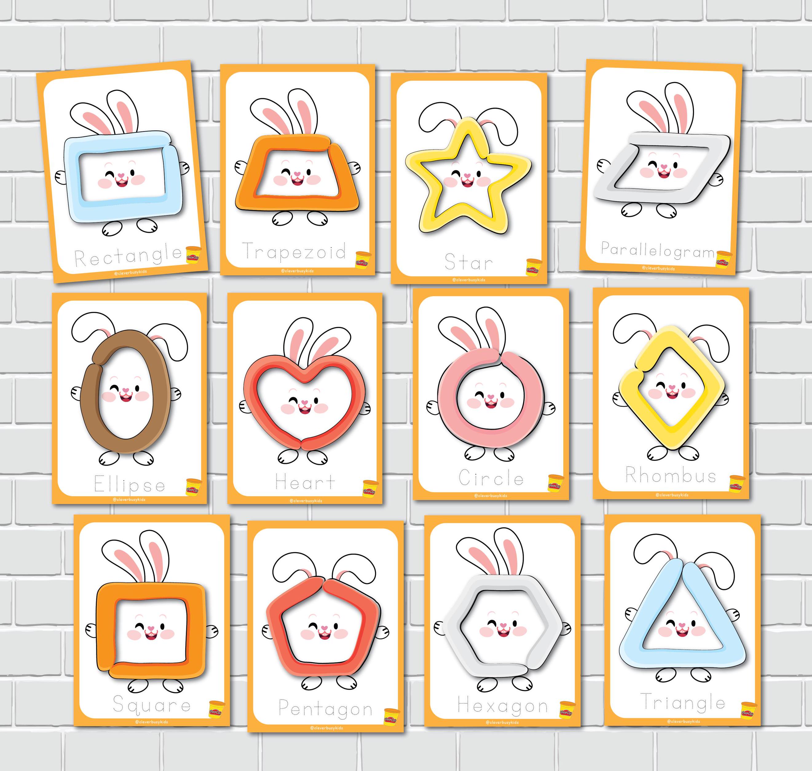 Bunny Shapes Play Dough Mats, Printable Play Doh, Toddler Quiet Time ...