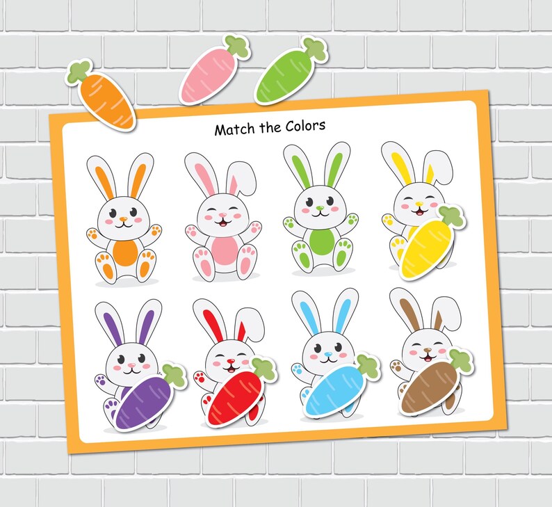 Bunny Color Matching Activity for Kids, Toddler Color Printables - Etsy