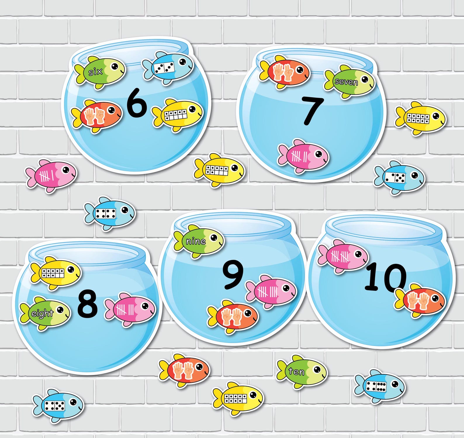 Fish and Fishbowl Numbers Matching Activity, Preschool Math Centers ...