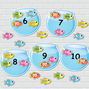 Fish and Fishbowl Numbers Matching Activity, Preschool Math Centers ...