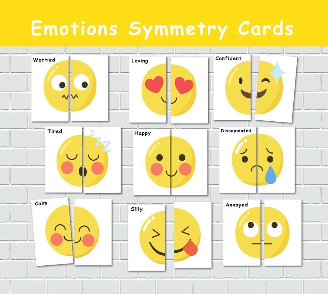 Feelings Matching Game, Emotions Symmetry Cards, Toddler Puzzle ...