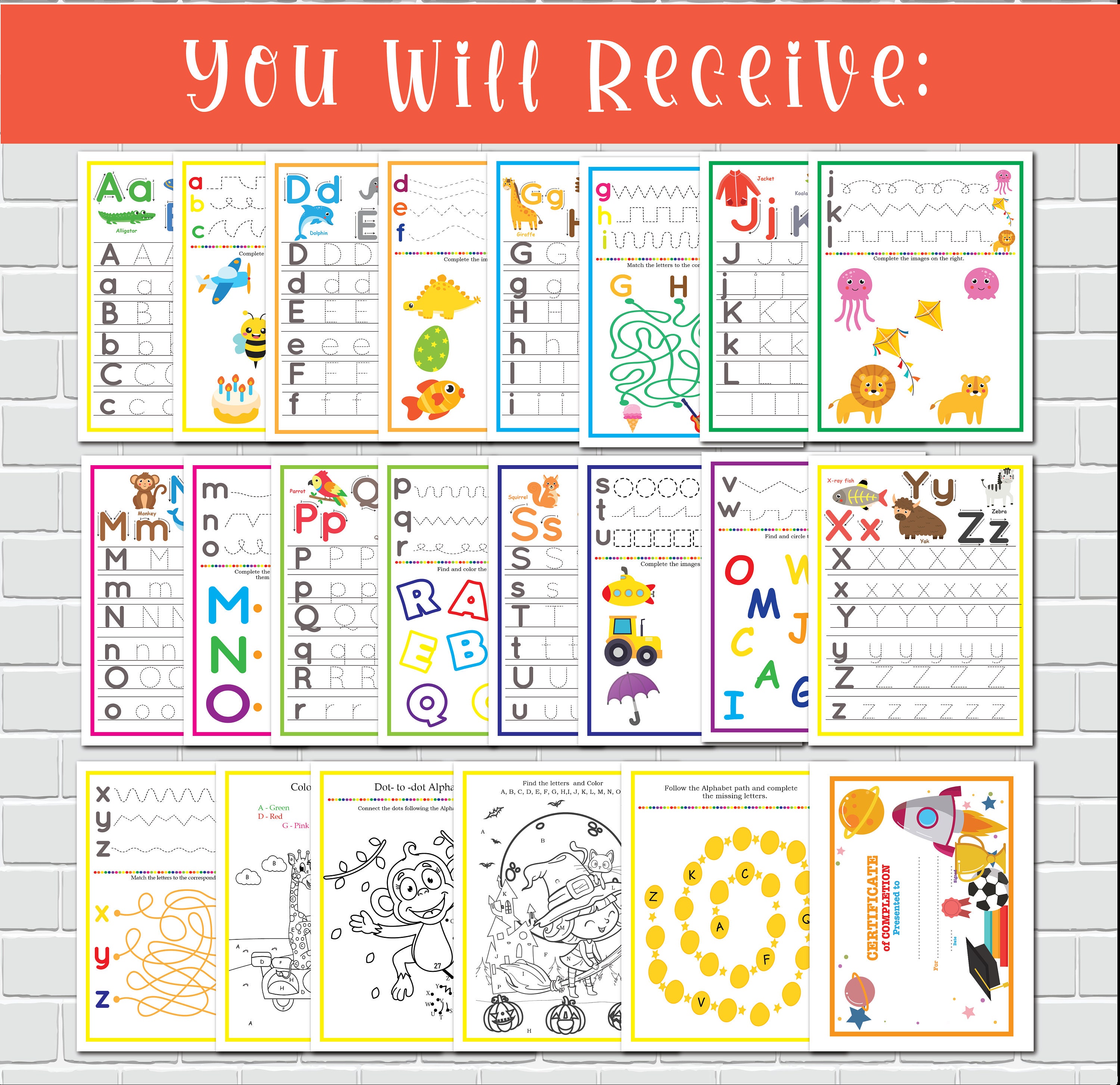 Preschool Worksheets Alphabet Activities Tracing Practice - Etsy