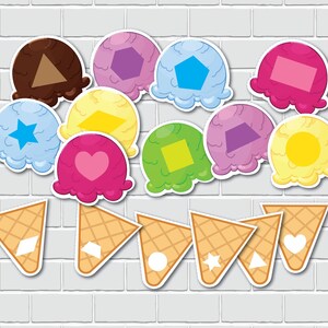 Ice Cream Shapes Matching Activity. Toddlers Sort and Match Game ...