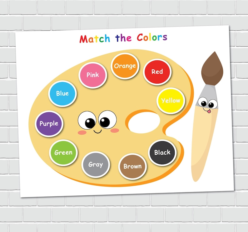 Color Matching Activity: Art Palette Printable for Toddlers (PDF ...